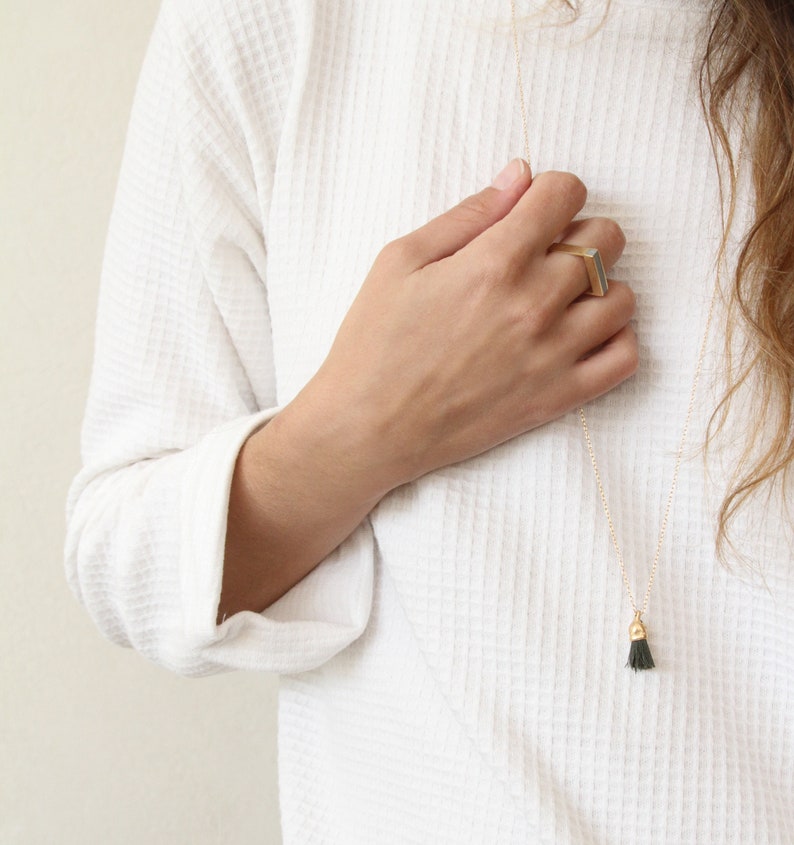 Rectangle Gold Bar Ring Gold Concrete Ring Minimalist - Etsy