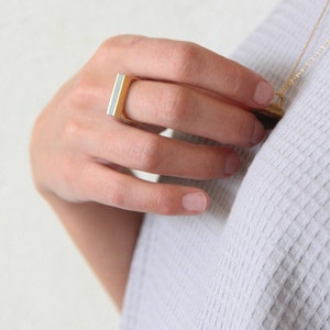 Rectangle Gold Bar Ring, Gold Concrete Ring, Minimalist Concrete Ring ...