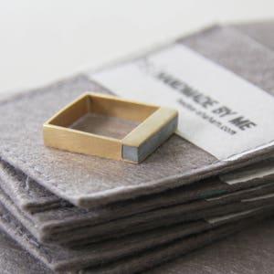 Rectangle Gold Bar Ring Gold Concrete Ring Minimalist - Etsy