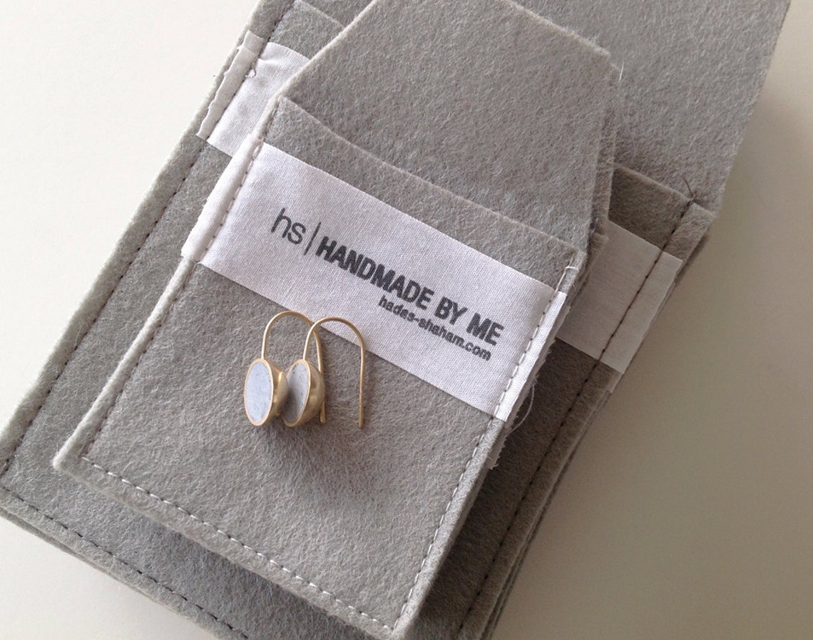 Semicircle Silver Dangle Earrings, Concrete Earrings, Silver Modern ...