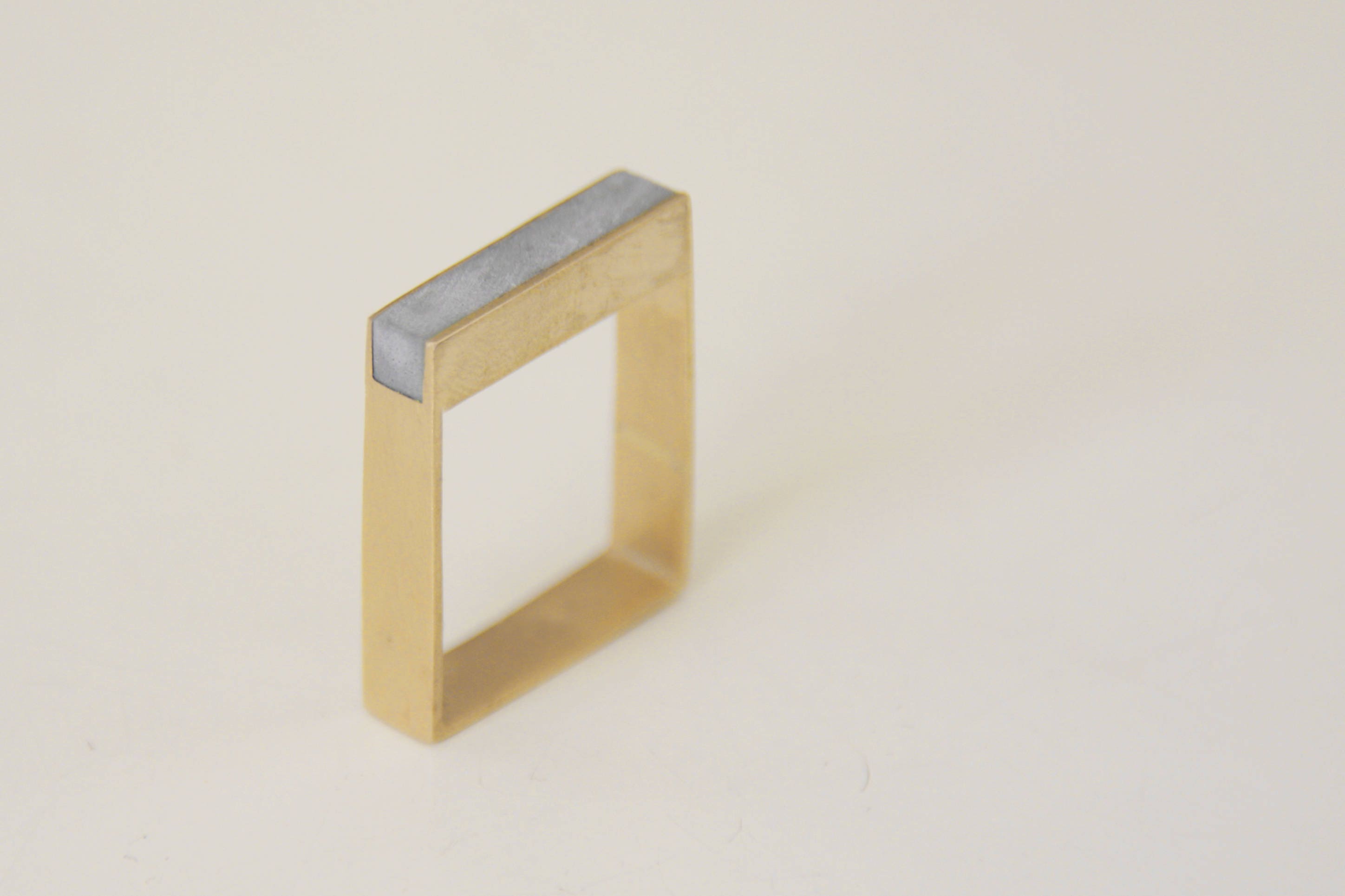 Rectangle Gold Bar Ring Gold Concrete Ring Minimalist - Etsy