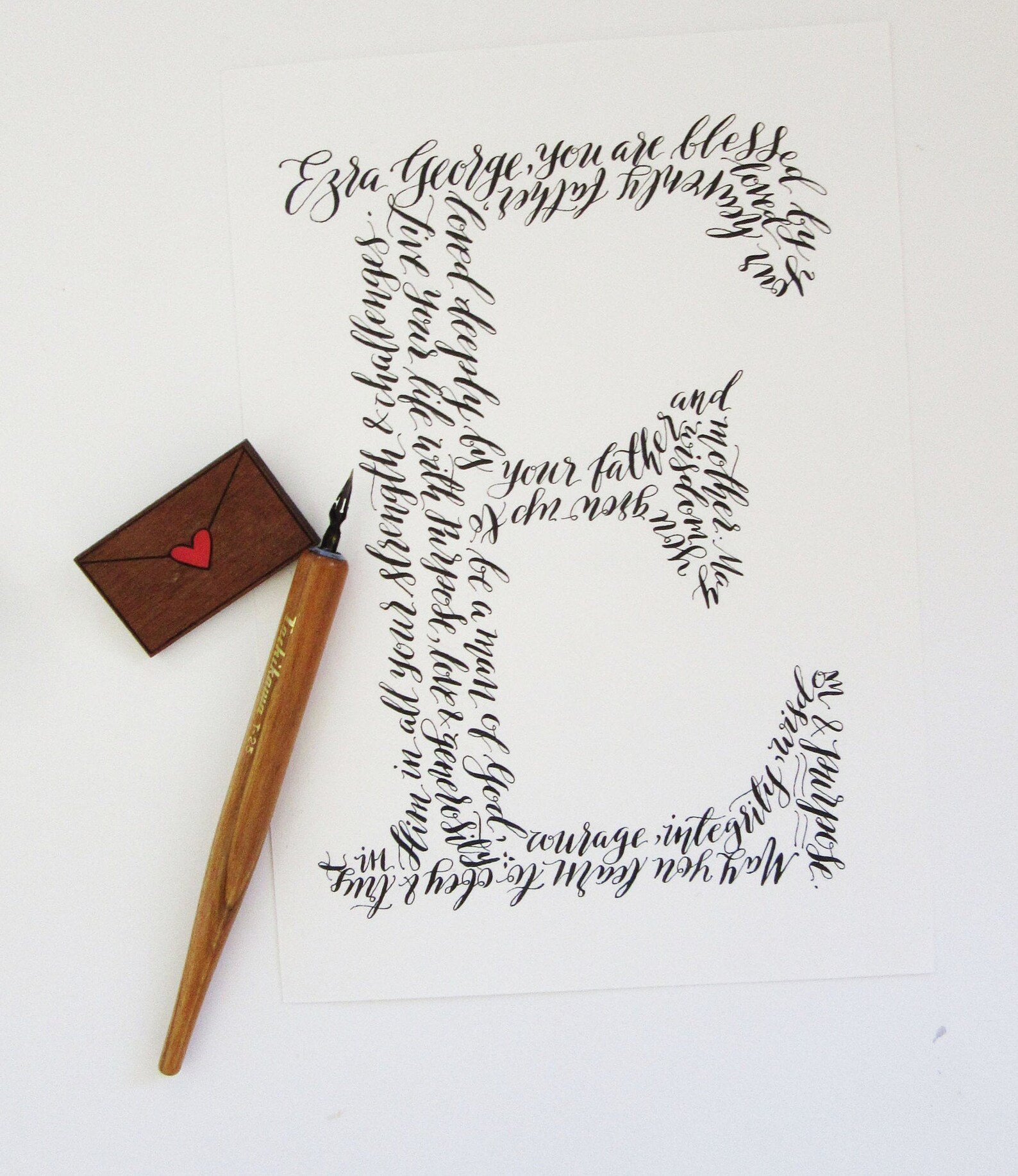 Custom Hand-calligraphy Letter Artwork Baptism Christening - Etsy