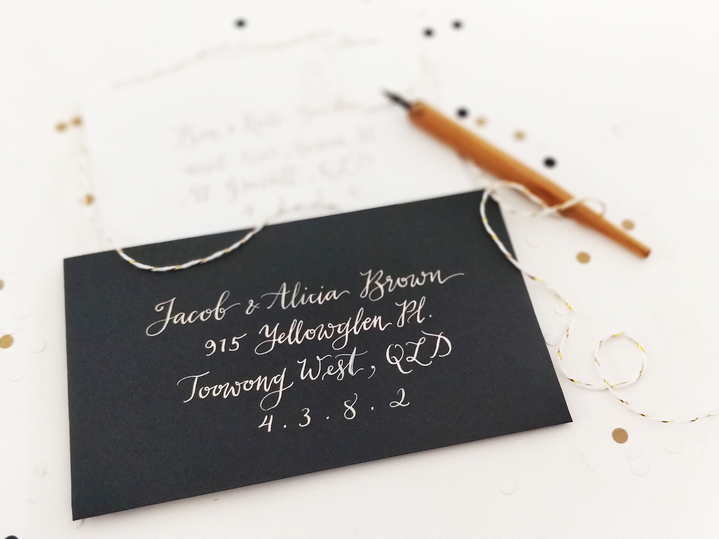 Custom Calligraphy Envelope Addressing in SILVER INK Copperplate ...