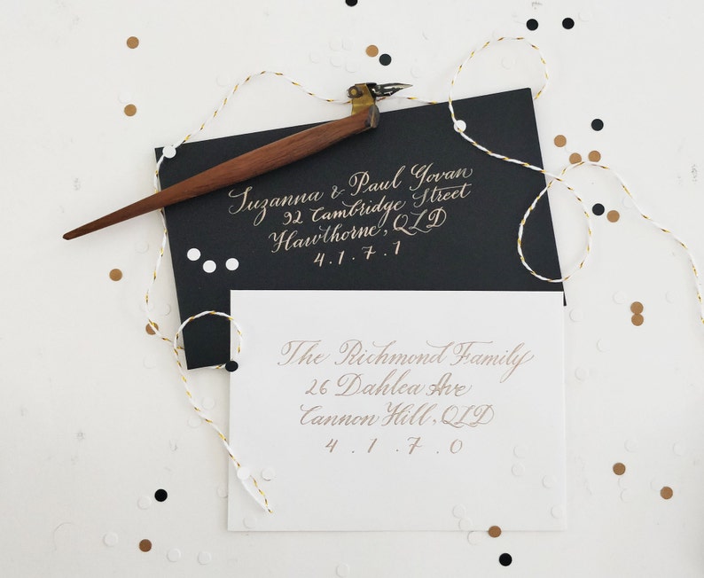 Custom Calligraphy Envelope Addressing in SILVER INK - Etsy
