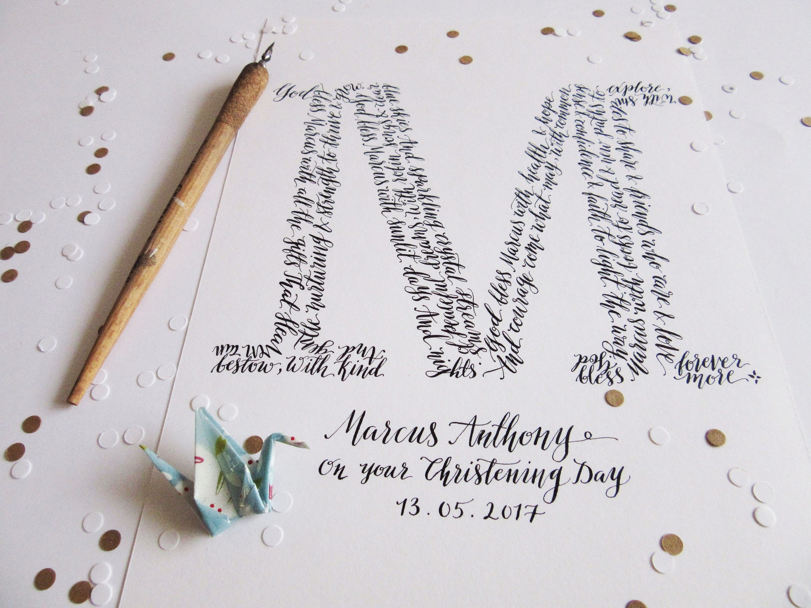 Custom Hand-calligraphy Letter Artwork Baptism Christening - Etsy