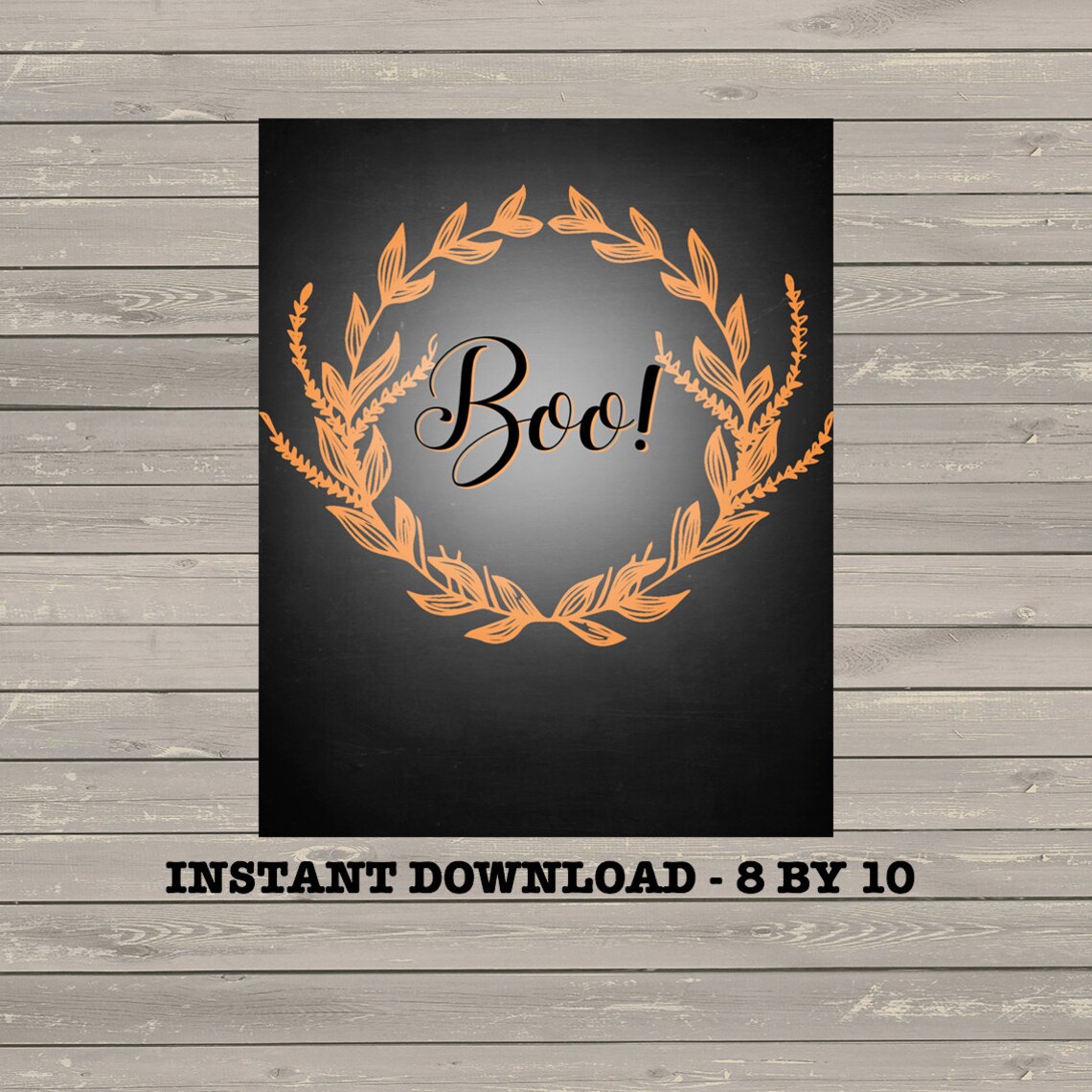 BOO Halloween Art Printable, Rustic Style on Chalkboard With Floral ...