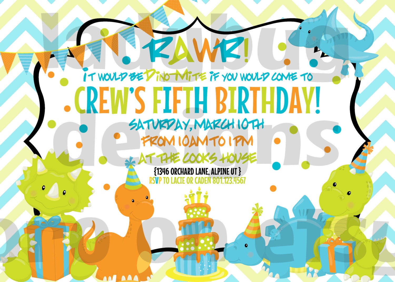 Dinosaur Birthday Invite That is Printable or Order Prints, Perfect for ...
