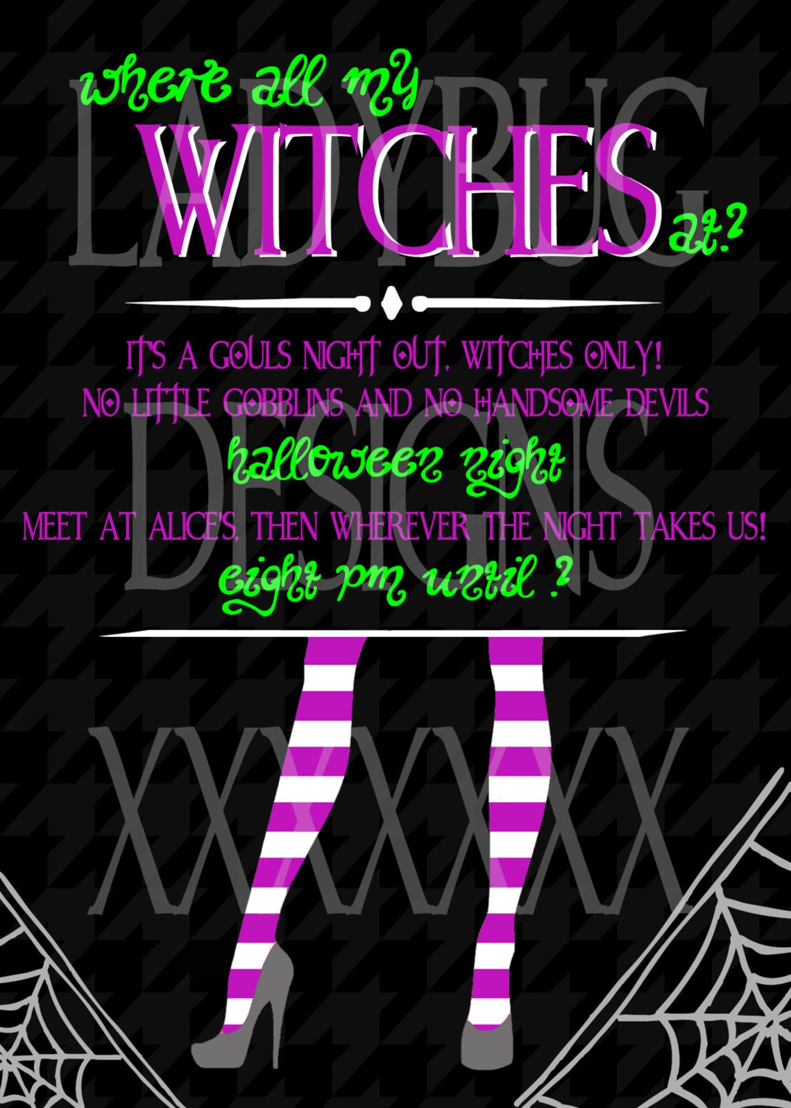 Halloween Girls Night Out Invite Invitation Adults Only Personalized ...