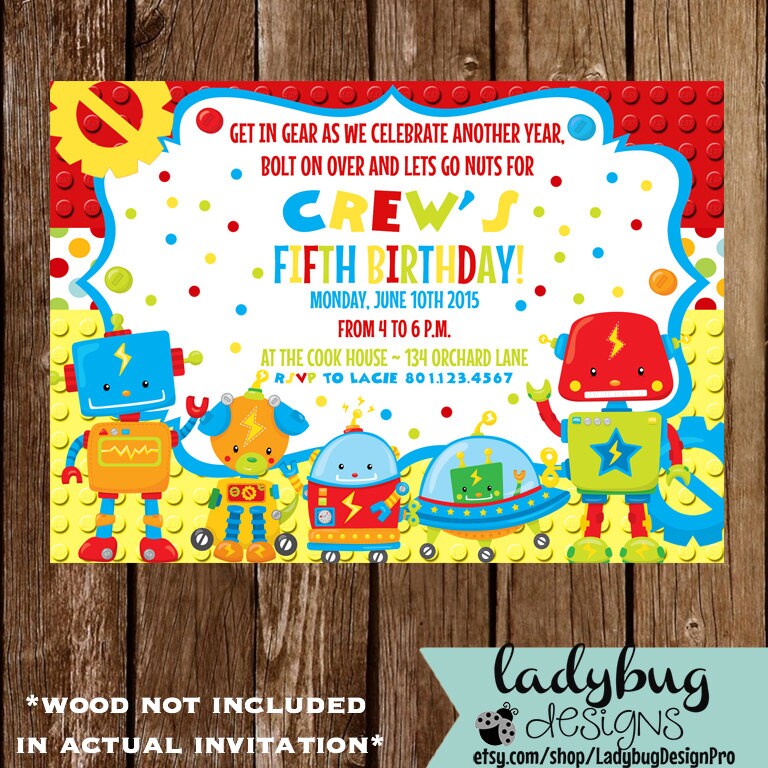 Robot Invitation - Etsy