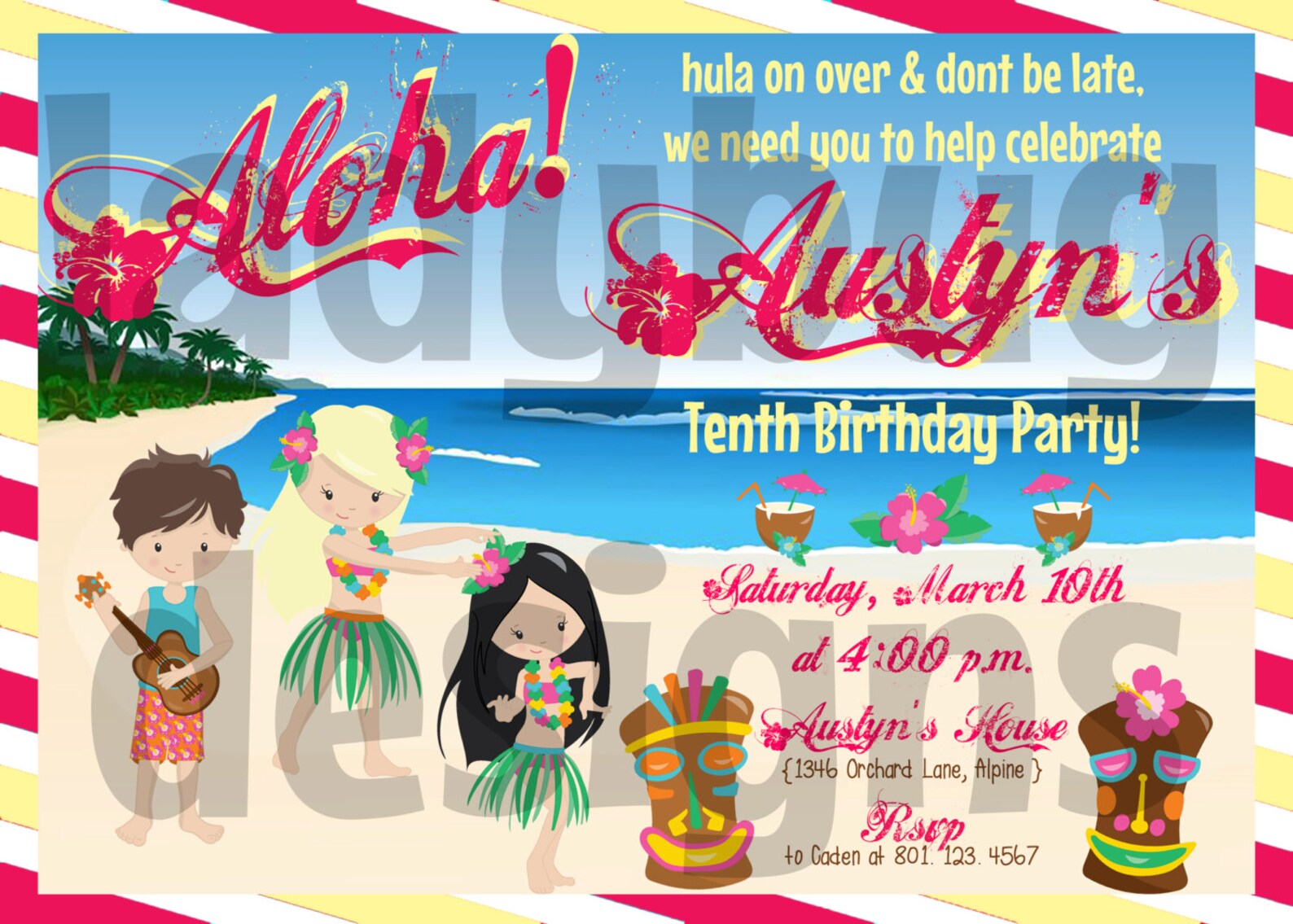 Hula Party Invitation - Etsy