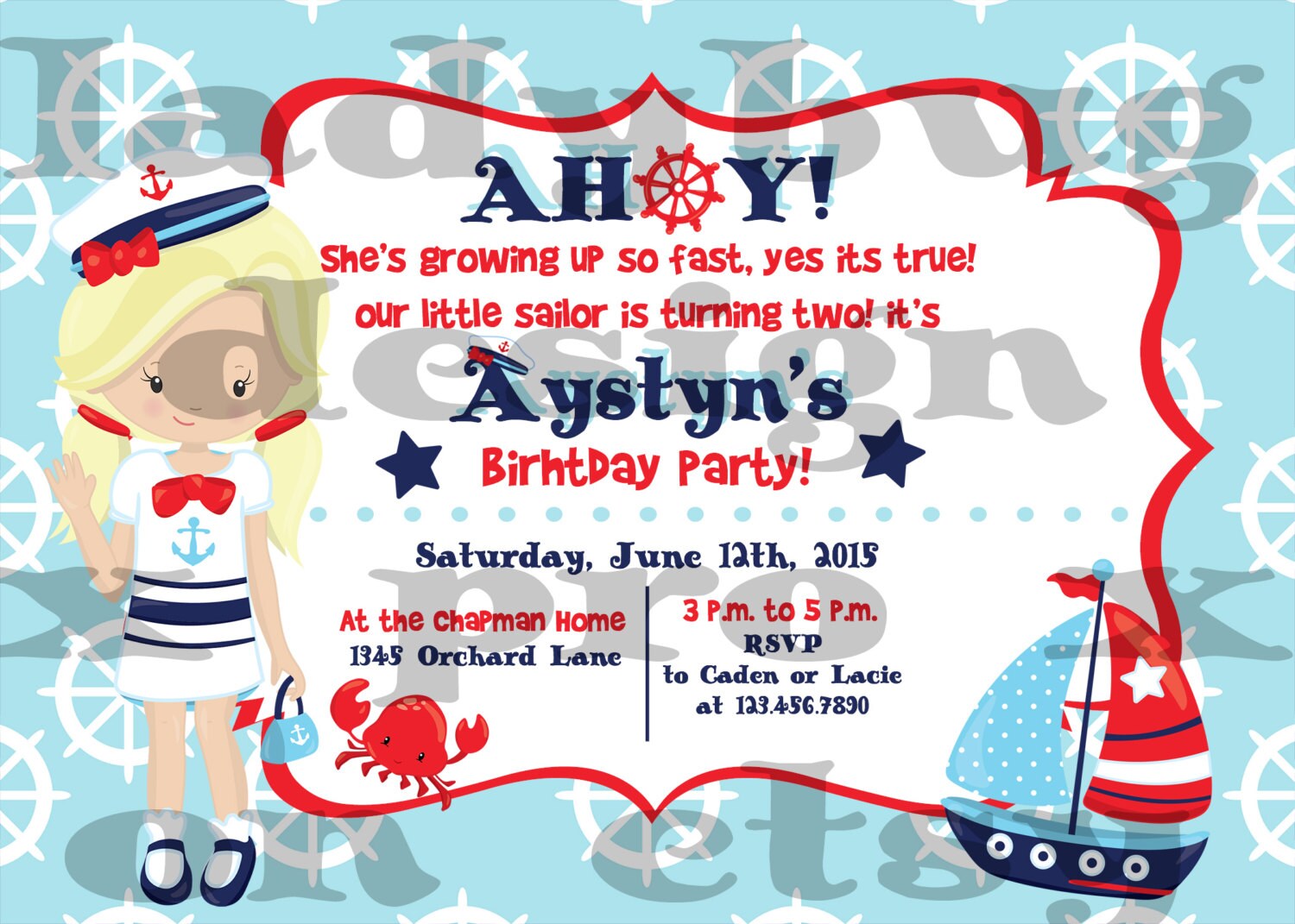 Nautical Girl Invitation - Etsy