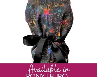 Navy Ganglia Brain Neurons Surgical Caps | Pony | Euro Scrub Cap ...