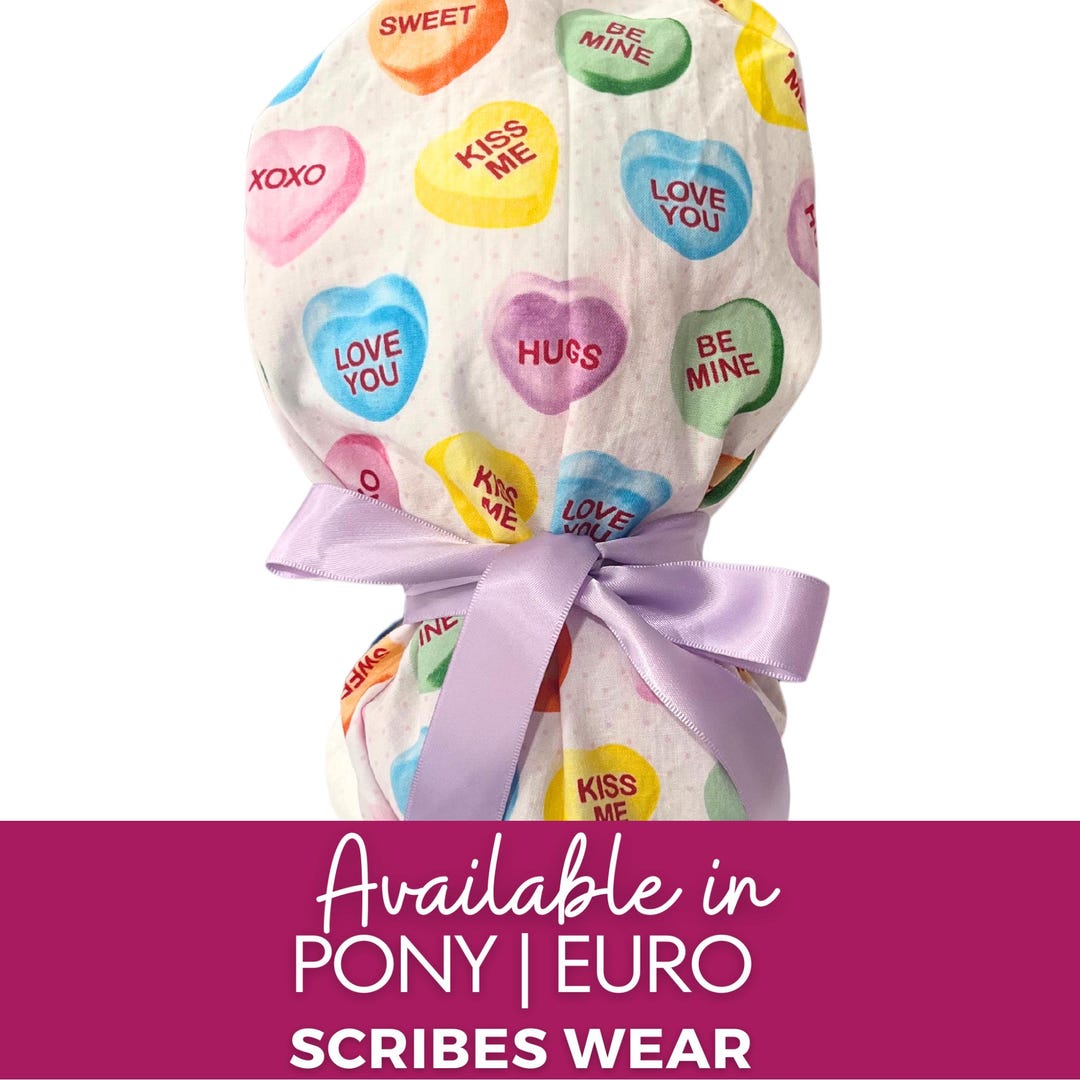 Heart Candies | Valentine in Pony | Euro Scrub Cap | Crna | Surgeon ...