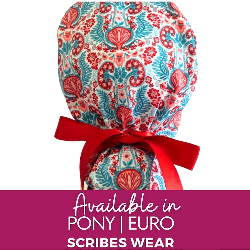 Kidneys Damask Surgical Caps Pony | Hybrid | Euro Scrub Cap - Etsy