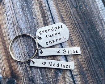 Grandpa Keychain Gift personalized Grandparent Christmas - Etsy