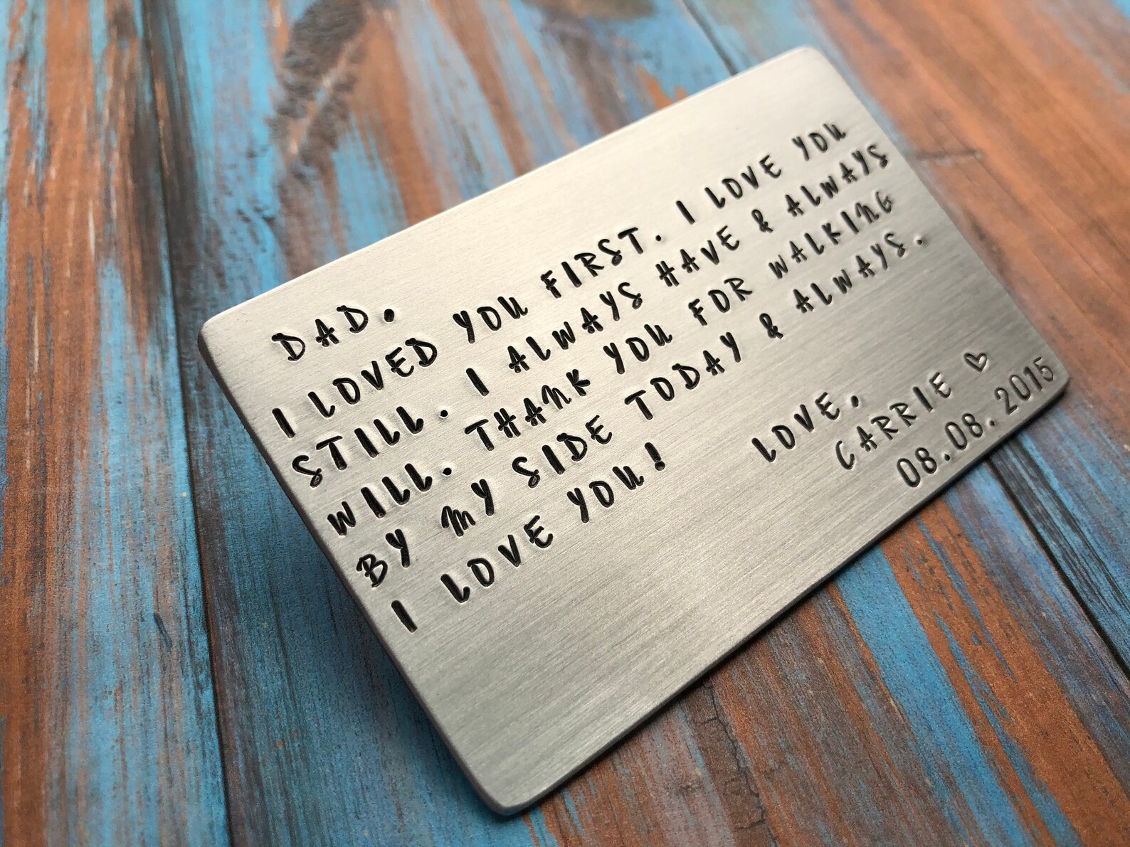 Hand Stamped Wallet Card Gift for Father of the Bride | Etsy Canada