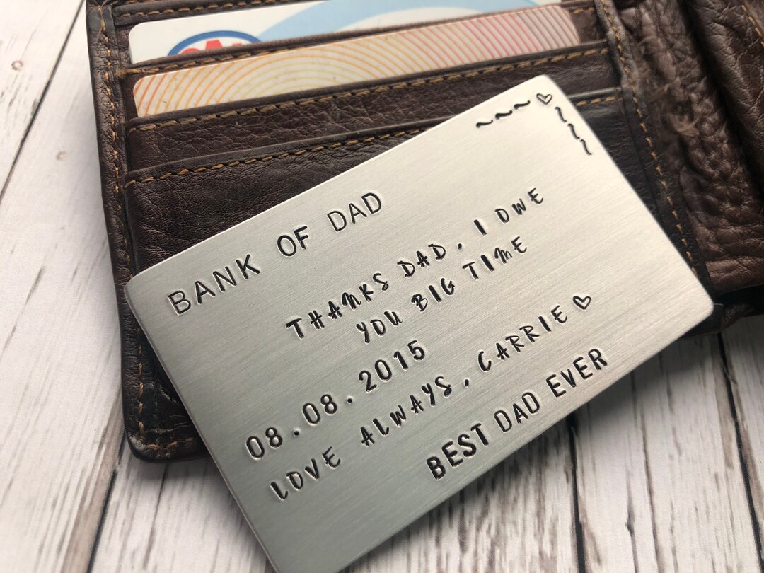 Hand Stamped Wallet Card - Bank of Dad - Funny Father's Day Gift ...