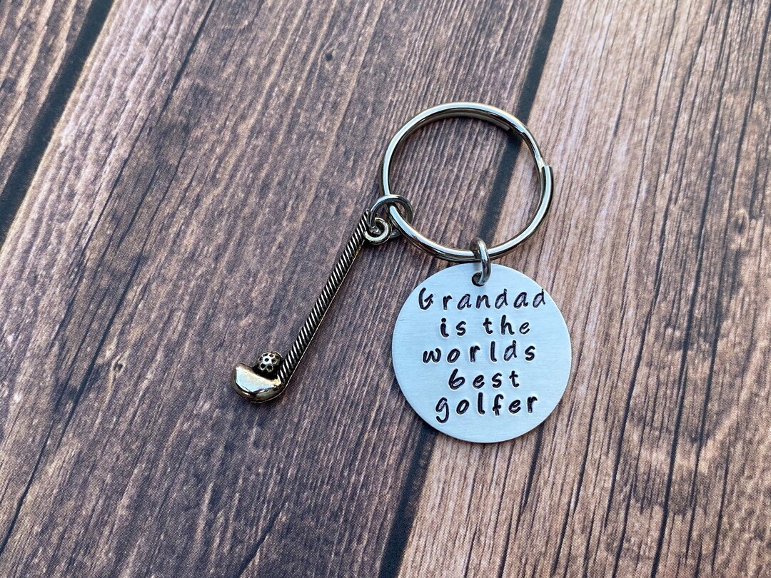 Hand Stamped Keychain "grandad is the Worlds Best Golfer" - Grandad ...