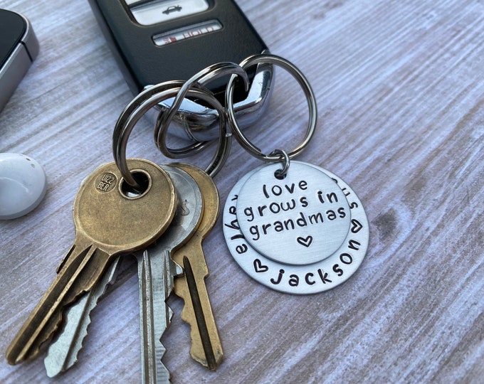 GRANDMA Gift Personalized Christmas Keychain With Grandchild ...