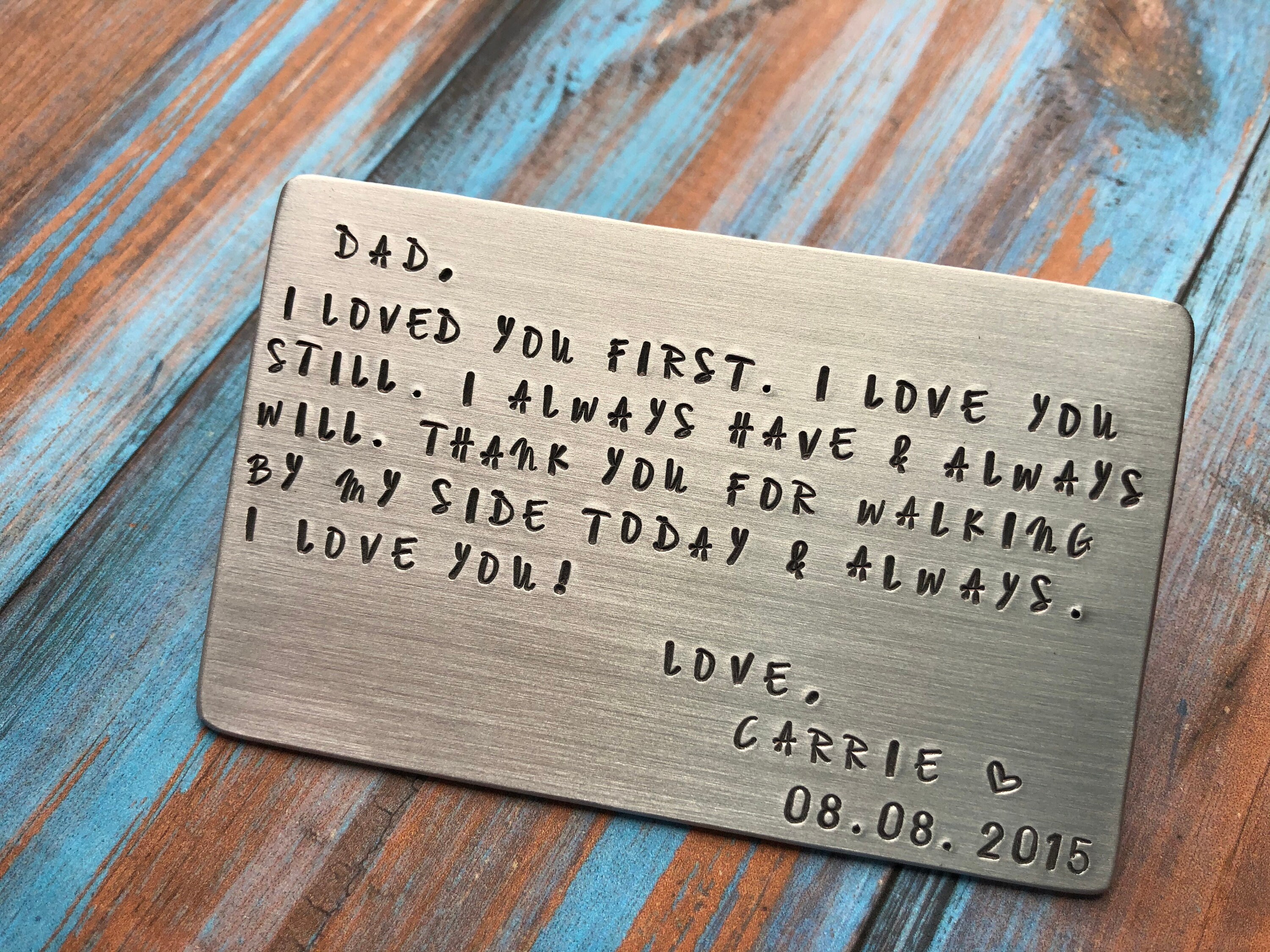 Hand Stamped Wallet Card Gift for Father of the Bride | Etsy Canada