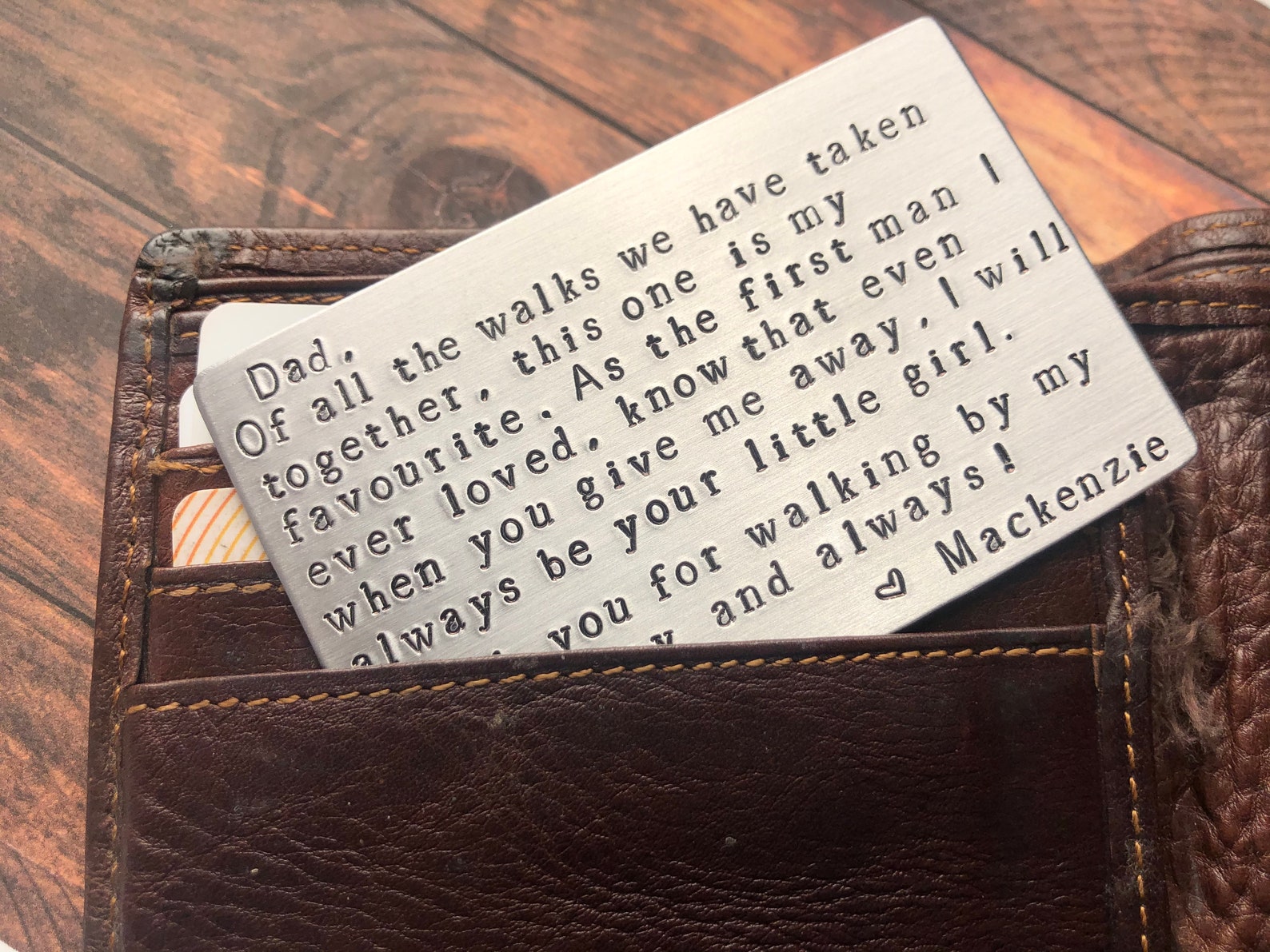 Hand Stamped Wallet Card Gift for Father of the Bride | Etsy