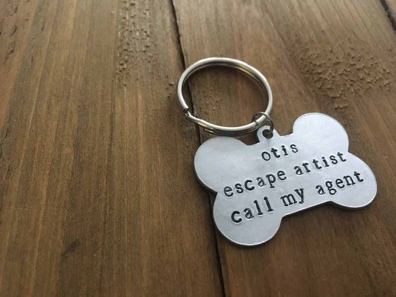 Double Sided Dog ID Tag: escape Artist Call My - Etsy
