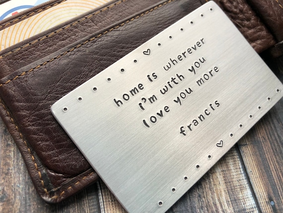 Hand Stamped Wallet Card Gift For Long Distance Relationship | Etsy
