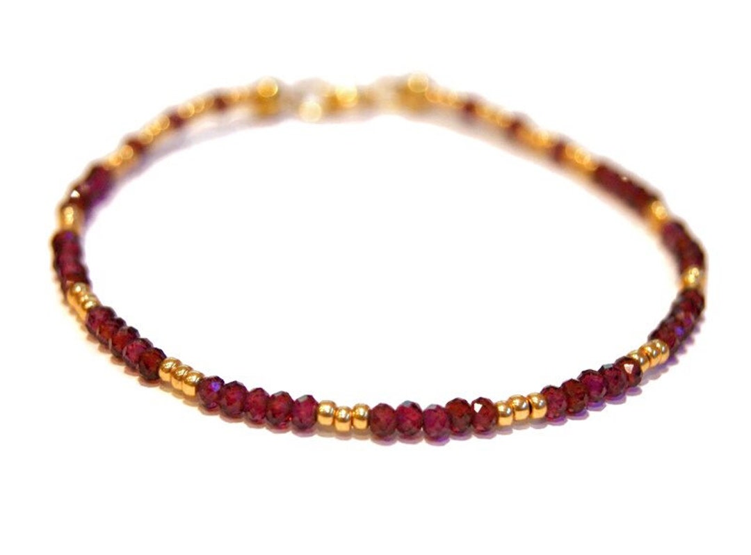 Bracelet grenat, pierre de naissance de janvier, cadeau de Noël, bijoux ...