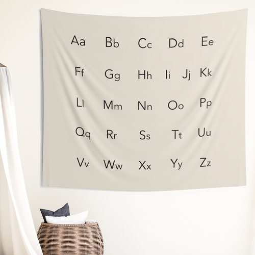 Black & White Alphabet Wall Hanging Tapestry / Monochrome - Etsy