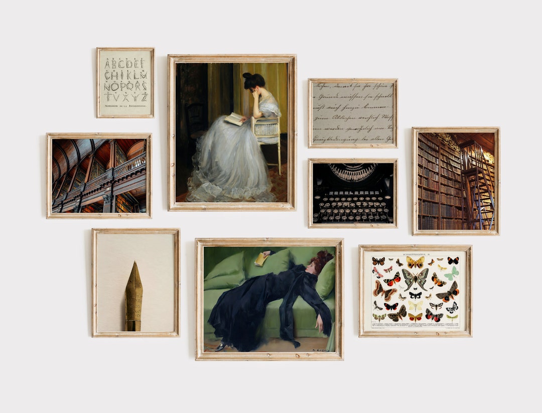 Library Gallery Wall Art Set of 9 Instant Download - Etsy
