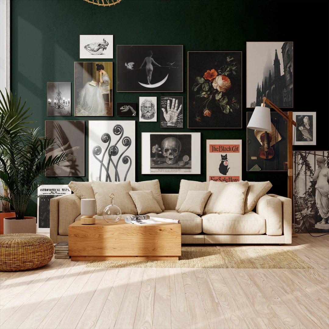 Dark Moody Gallery Wall Printable Wall Art Set Vintage - Etsy
