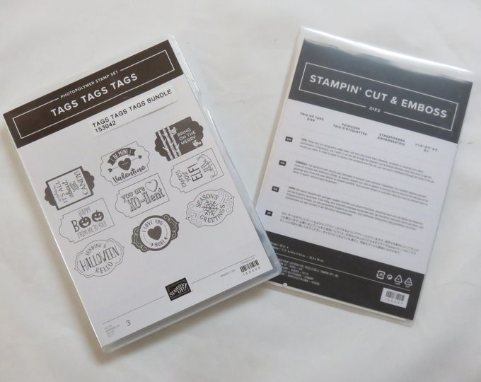 Stampin' Up! Tags Tags Tags Stamp Set and Trio of Tags Thin Die Bundle ...