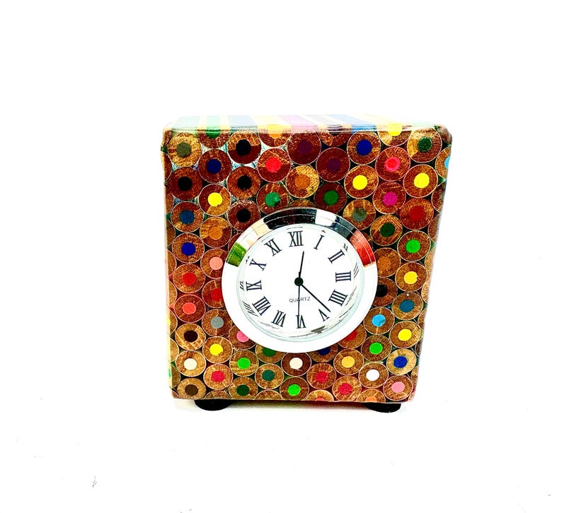Colored Pencil Desk Clock - Man Cave Decore Timepiece - Artist Birthday ...