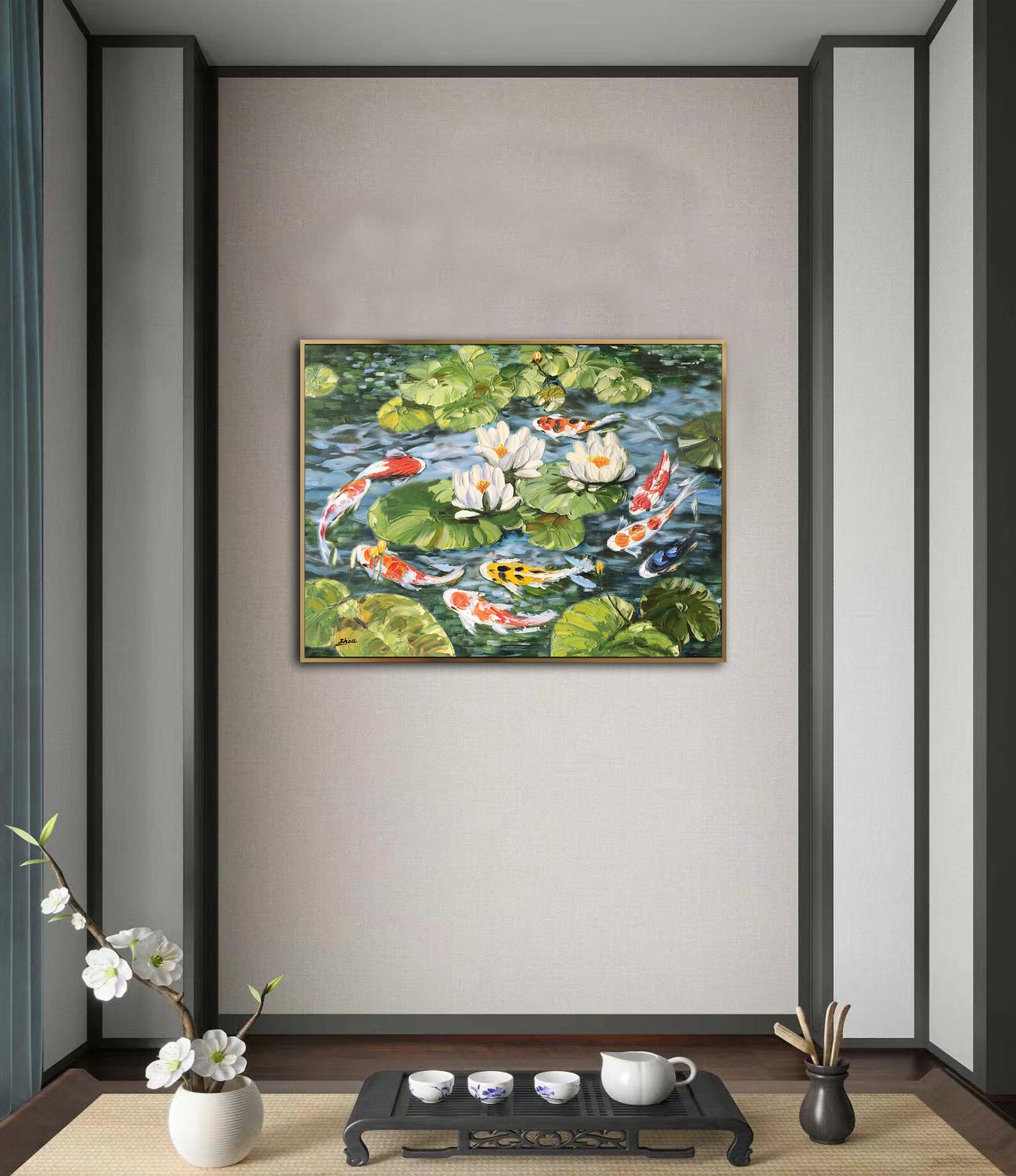 Oil Painting9 Koi Fish Paintingwater Lily Paintingpalette - Etsy