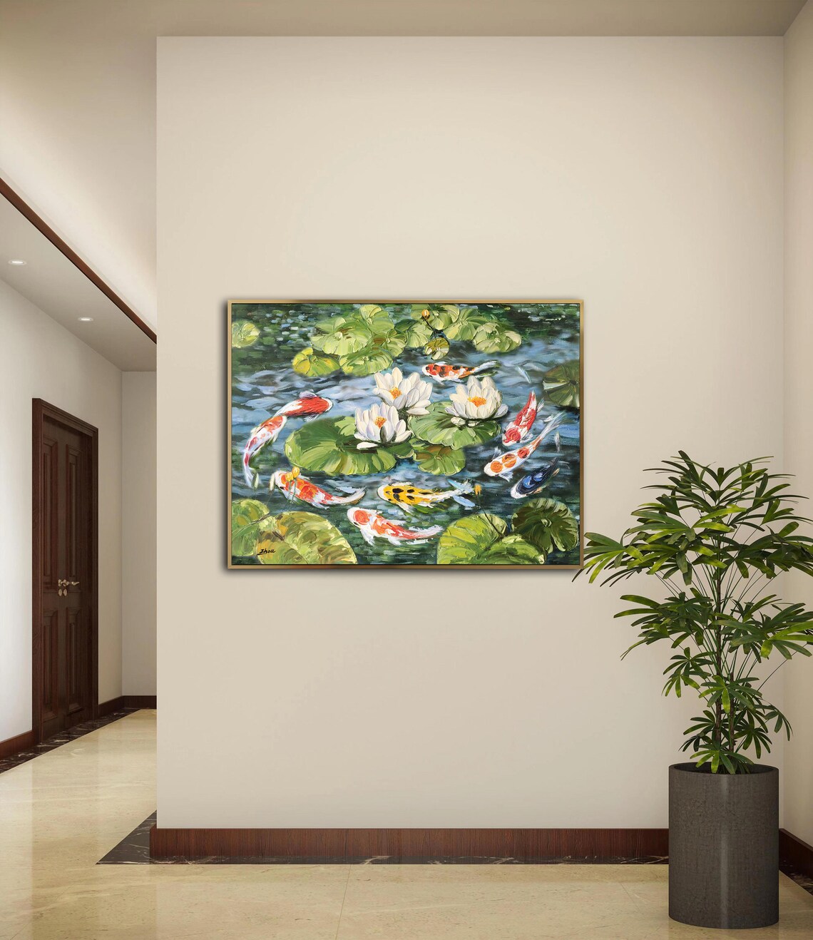 Oil Painting9 Koi Fish Paintingwater Lily Paintingpalette - Etsy