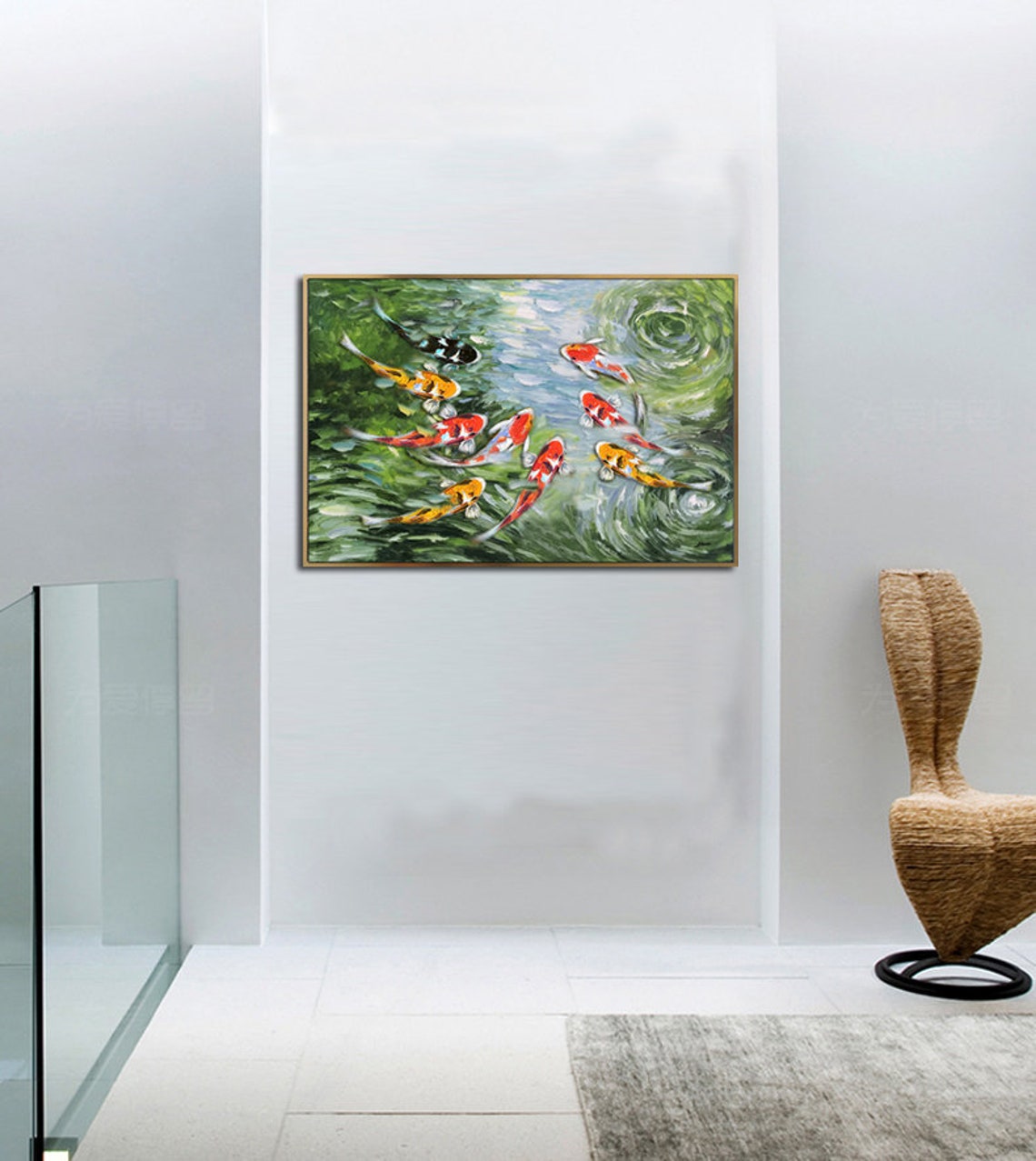 Oil Painting,9 Koi Fish Painting,palette Knife Painitng,impasto Oil on ...