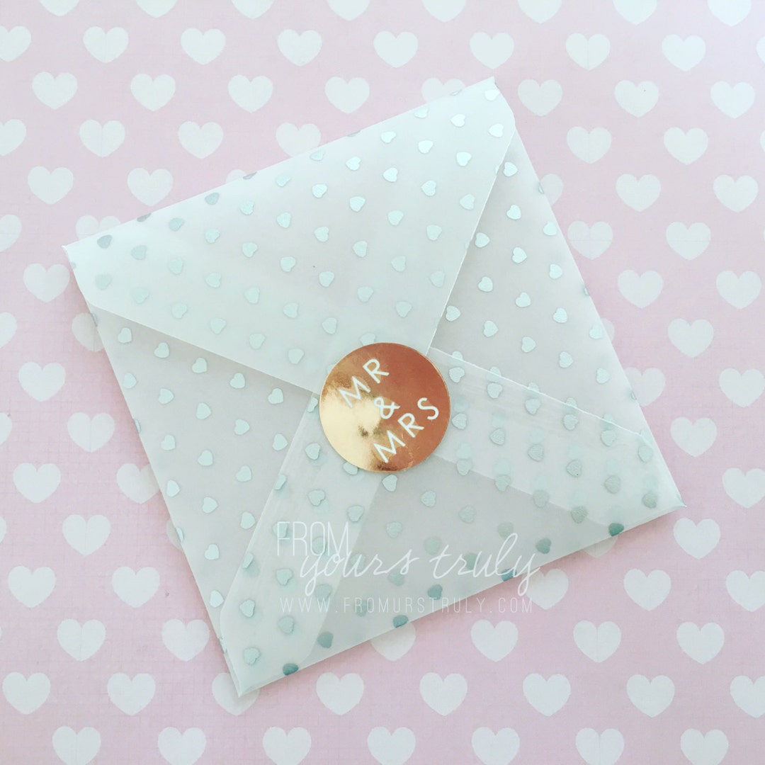 Rose Gold Foil Wedding / Engagement Round Circular Stickers: Mr & Mrs ...