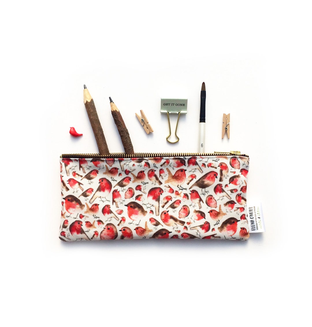 Robin, Pencil Case, Bird Pencil Case, Pencil Pouch, Make up Bag, Pouch ...