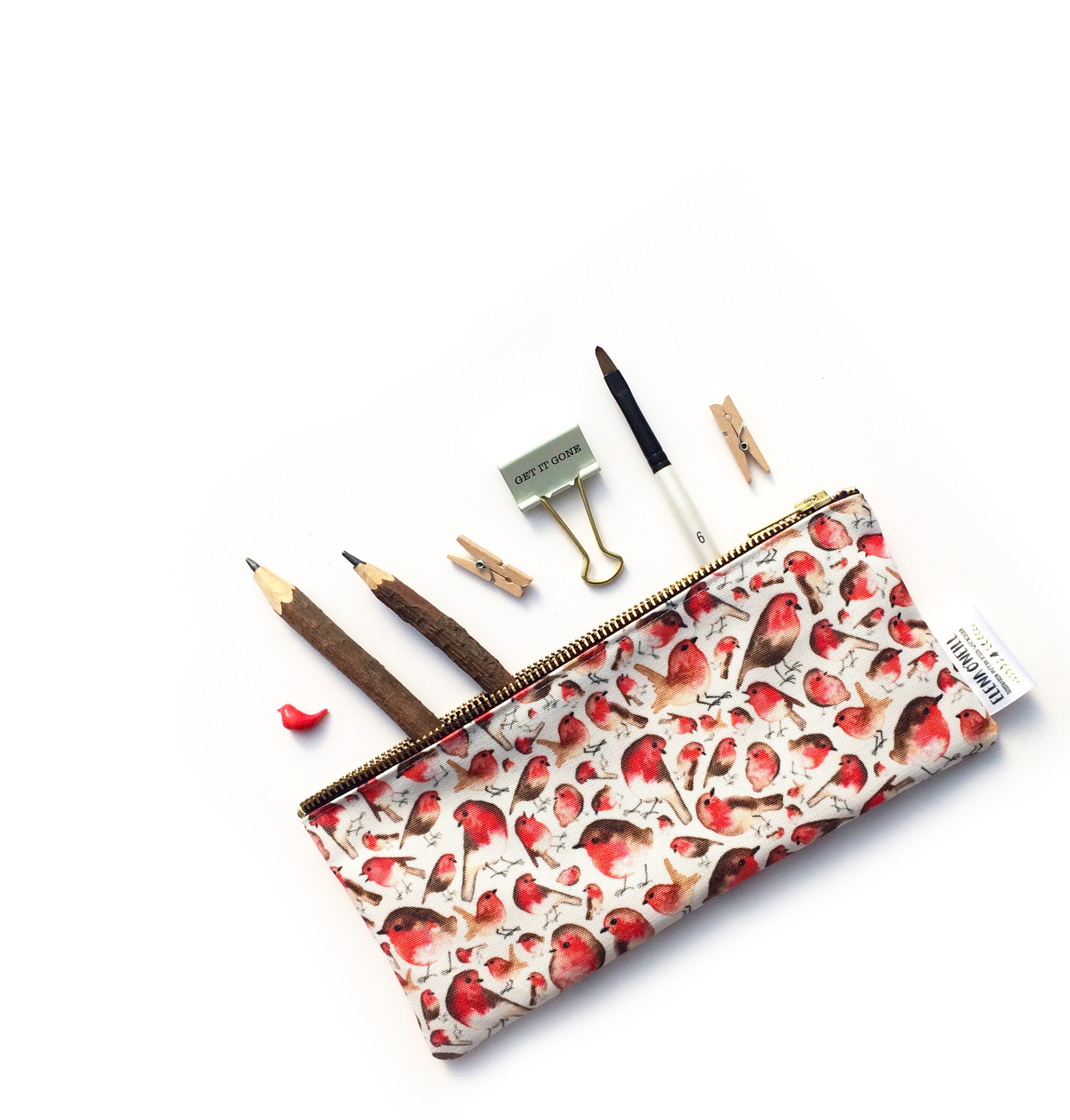 Robin Pencil Case Bird Pencil Case Pencil Pouch Make Up | Etsy