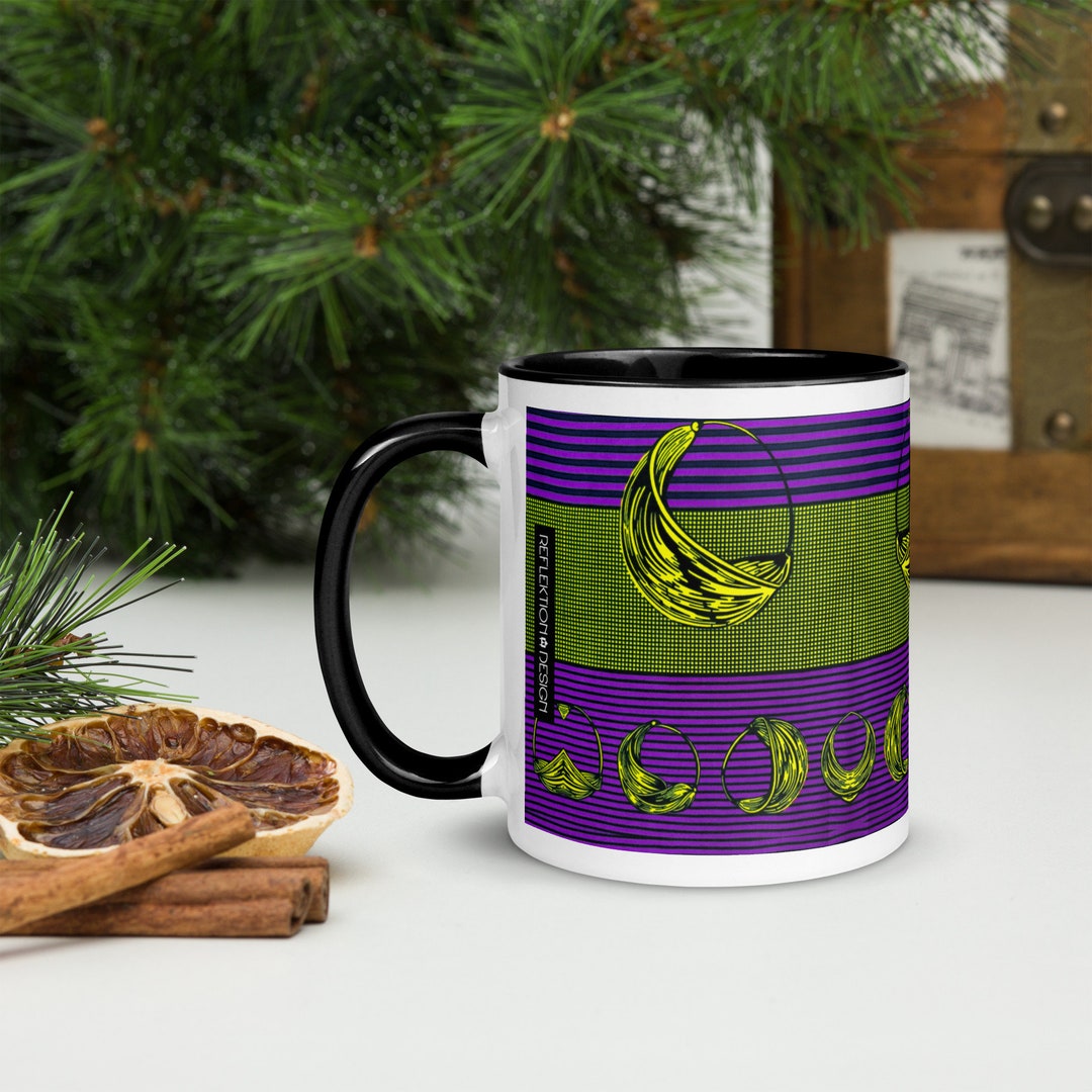 Purple African Pattern Mug With Color Inside Fulani Earring - Etsy