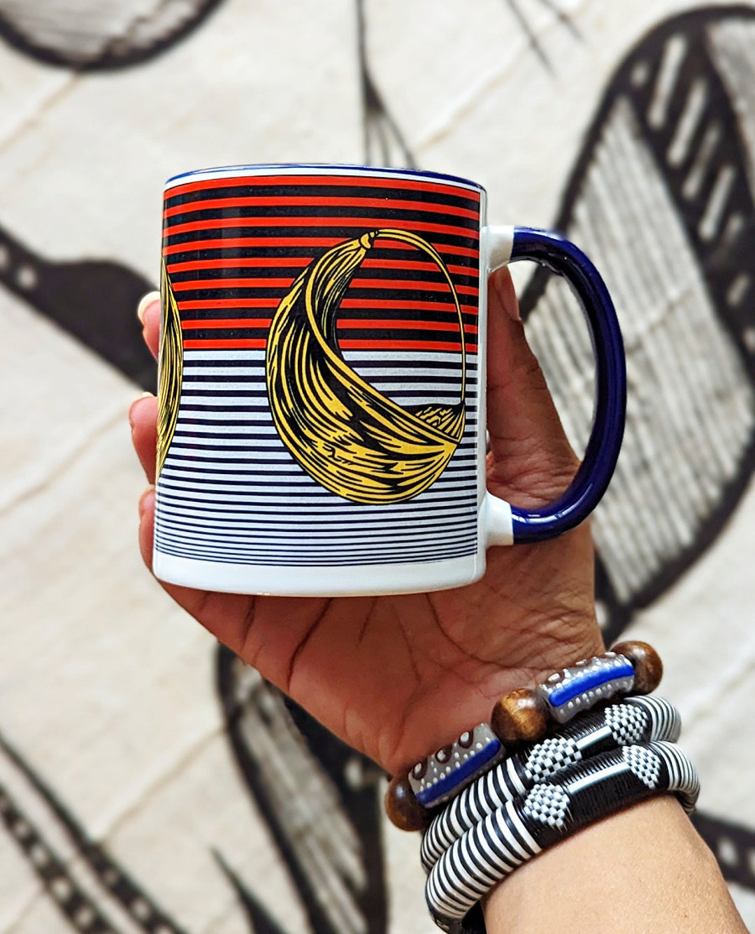Blue Yellow Fulani African Pattern Coffee Mug With Color Inside - Etsy