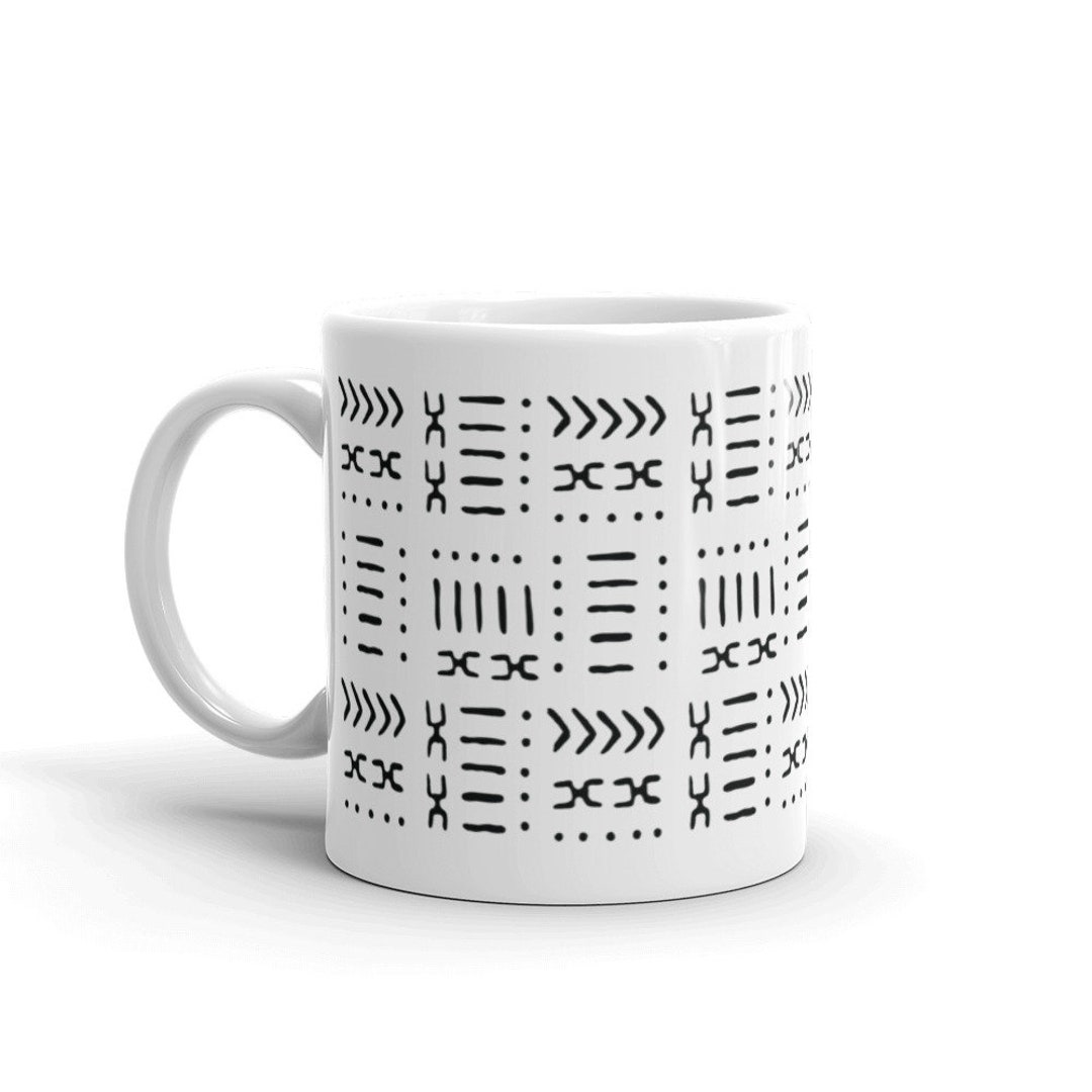 White Black Mud Cloth Pattern Coffee Mug 11 Oz - Etsy
