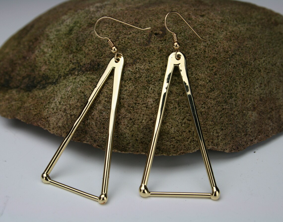 Triangle Earrings: Bronze - Etsy