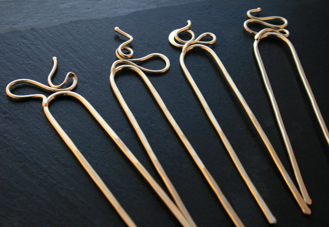 Hair Stick: Hand Forged Bronze Hair Fork/pin - Etsy