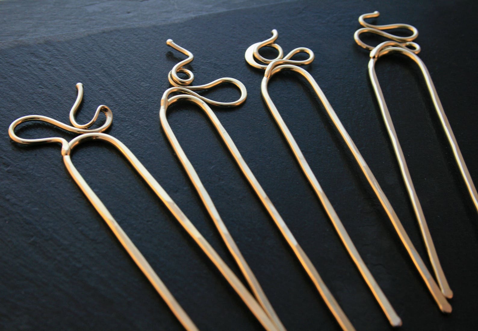 Hair Stick: Hand Forged Bronze Hair Fork/pin - Etsy