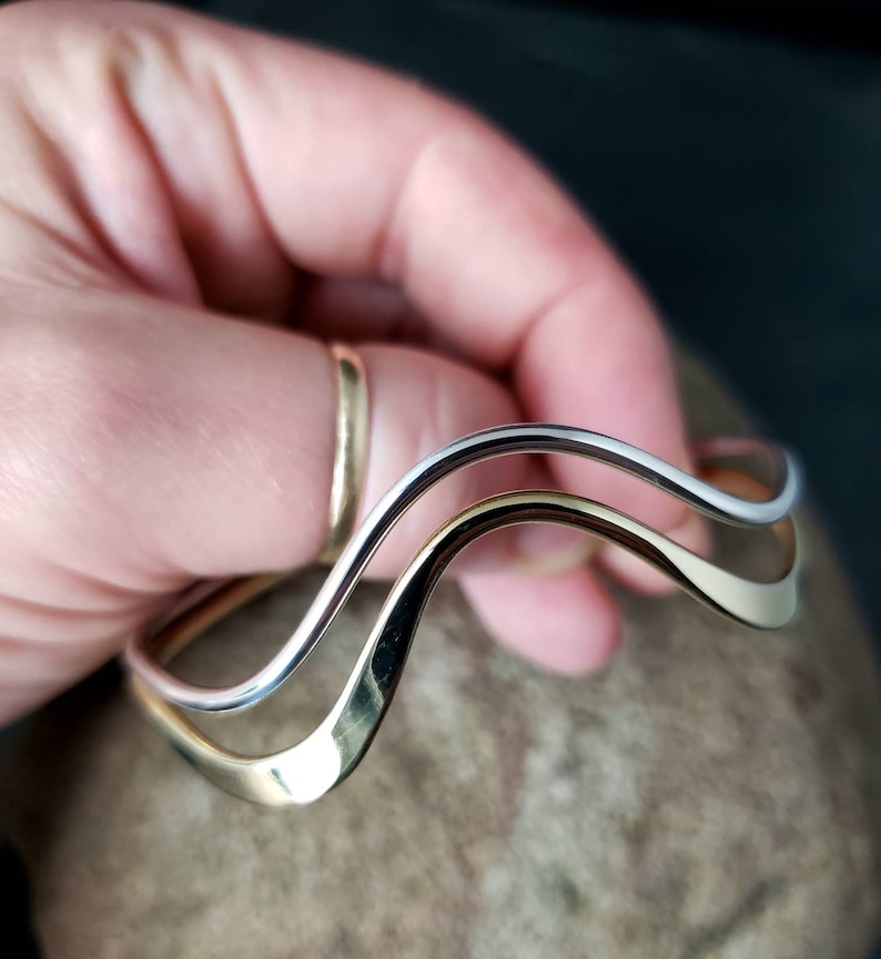 Flow Sterling and Bronze Bracelet - Etsy