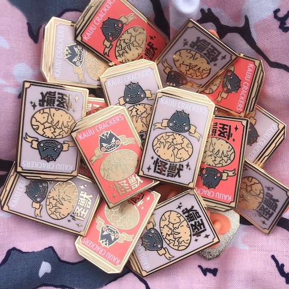 Godzilla Enamel Pin Kaiju Crackers Kaiju Snacks Series - Etsy