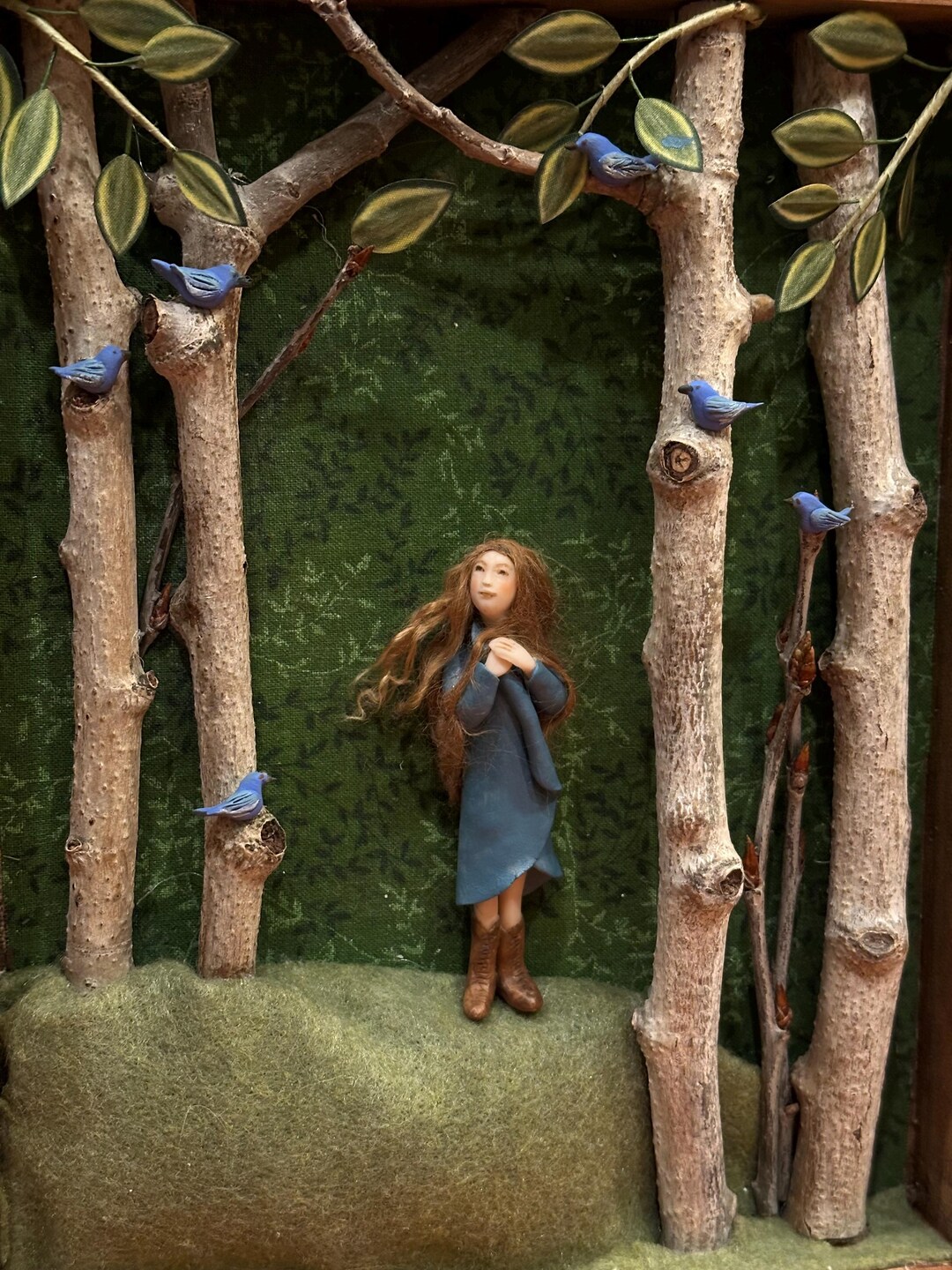Bluebird Girl Shadowbox/bird Girl Diorama - Etsy