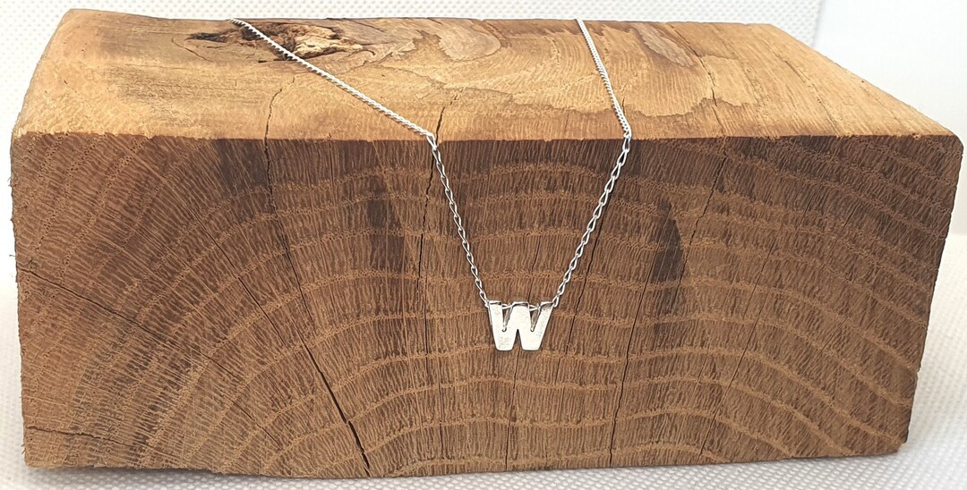 Letter W Necklace Initial Alphabet Charm Necklace in Sterling Silver - Etsy