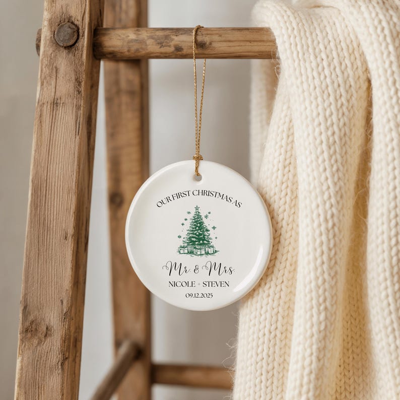Personalized Mr & Mrs Christmas Ornament: First Christmas Married ...